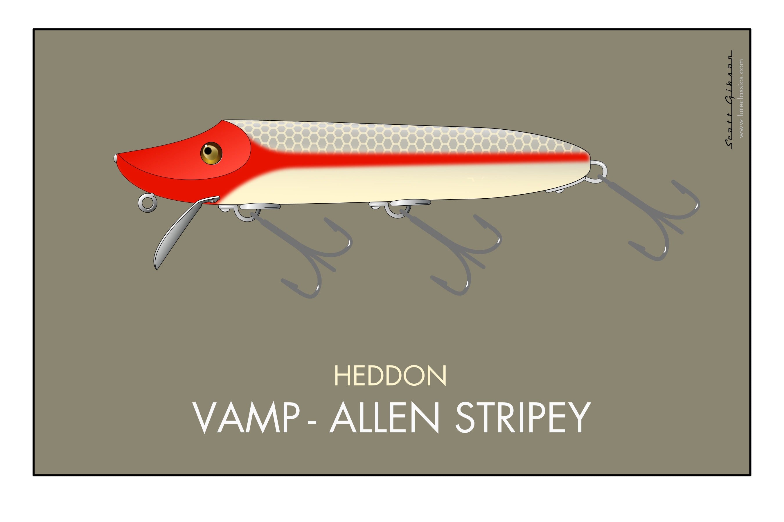Heddon Vamp 'Allen Stripey' | Fishing Lure Art | lureclassics.com ...